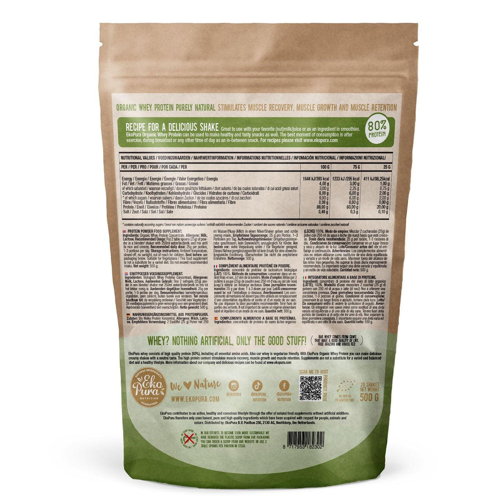 Organic Whey Protein, 80% protein without additives - Ekopura